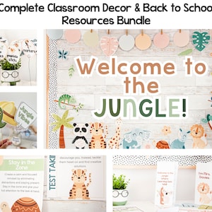 Jungle Safari Editable Classroom Decor Bundle, Bulletin Boards, Back to ...