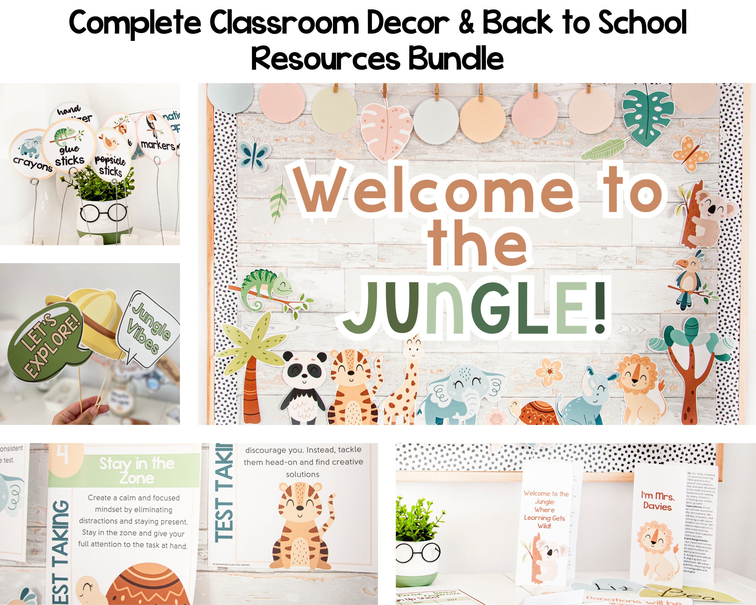 Jungle Safari Editable Classroom Decor Bundle Bulletin - Etsy Australia