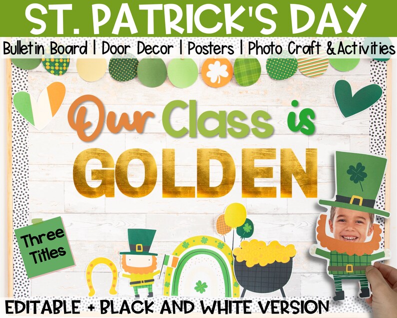 St. Patrick's Day Lucky Leprechaun Bulletin Board & - Etsy