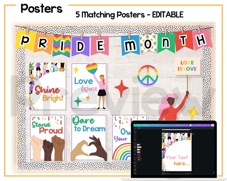 LGBTQIA+ Pride Month Bulletin Board & Classroom Decor + Editable ...