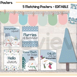 Winter Snowmen Bulletin Board & Classroom Decor Editable Versions ...
