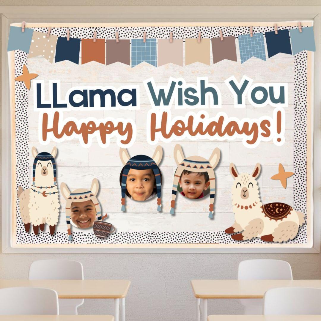 Winter Llamas Cute Classroom Decor, Bulletin Board & Door, Photo Craft ...