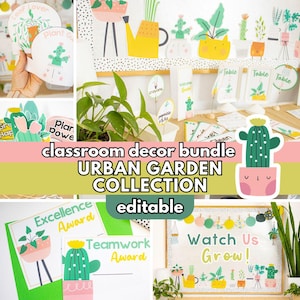 Urban Garden Editable Classroom Decor Bundle, Bulletin Boards, Back to ...