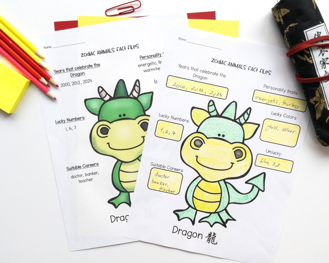 Chinese Zodiac Animals Activity Set Craftivities Posters - Etsy