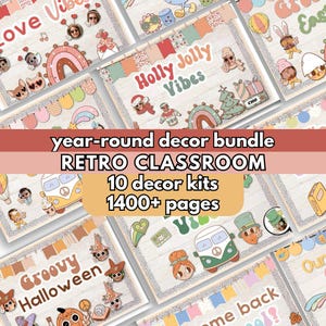 Retro Classroom Decor Bundle – Year-round Bulletin Boards and Door ...