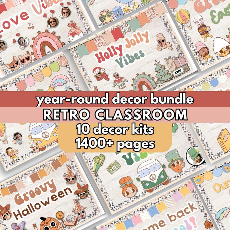 Retro Classroom Decor Bundle – Year-round Bulletin Boards and Door ...