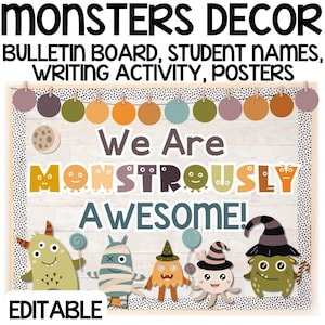 Cute Halloween Monsters Classroom Decor - Bulletin Board, Door Decor ...