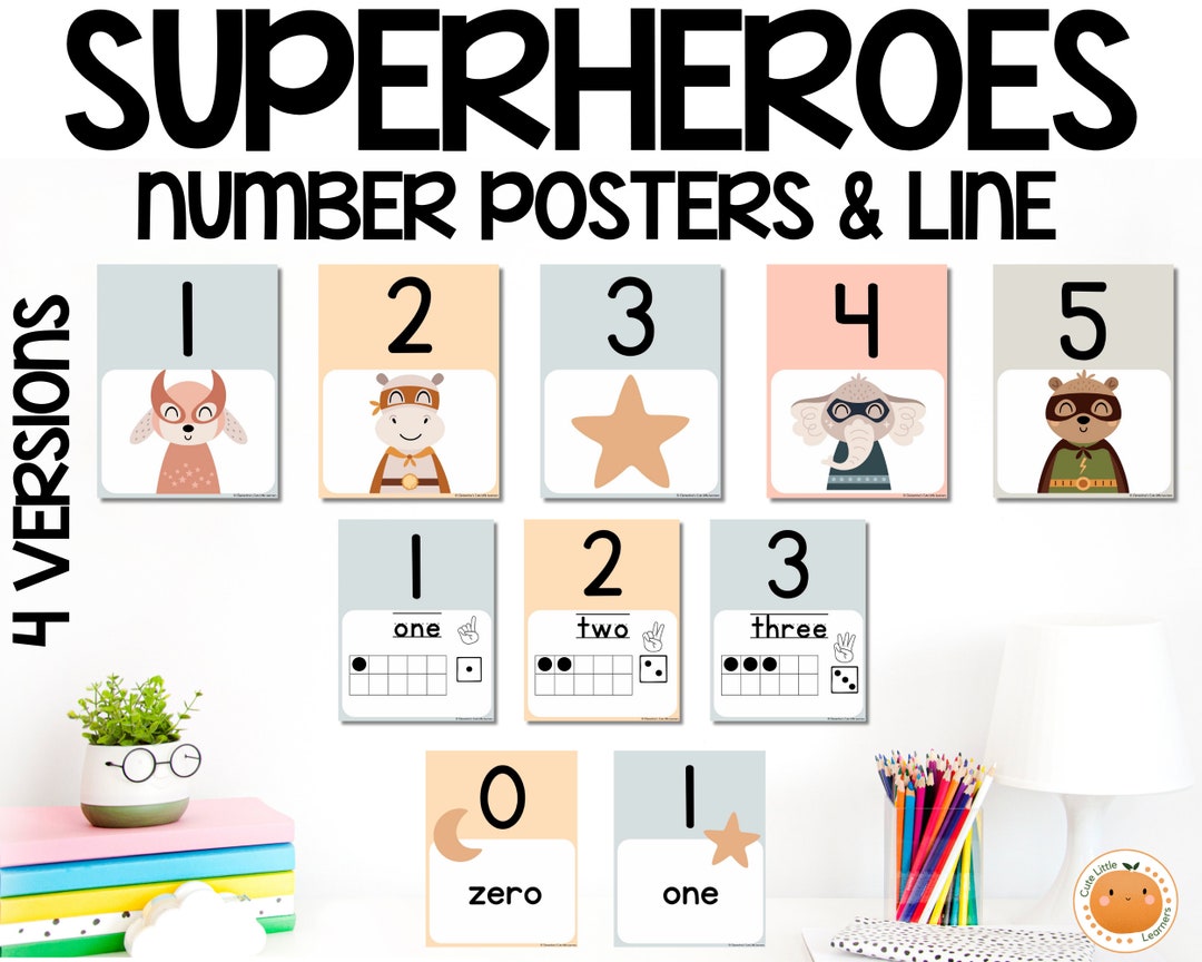 Superheroes Number Posters for Bulletin Boards & Classroom - Etsy