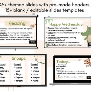Jungle Safari Daily Classroom Slides With Timers, Centers, Behavior ...