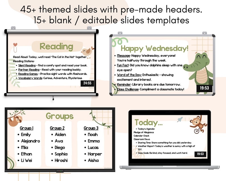 Jungle Safari Daily Classroom Slides | Editable Template With Timers ...