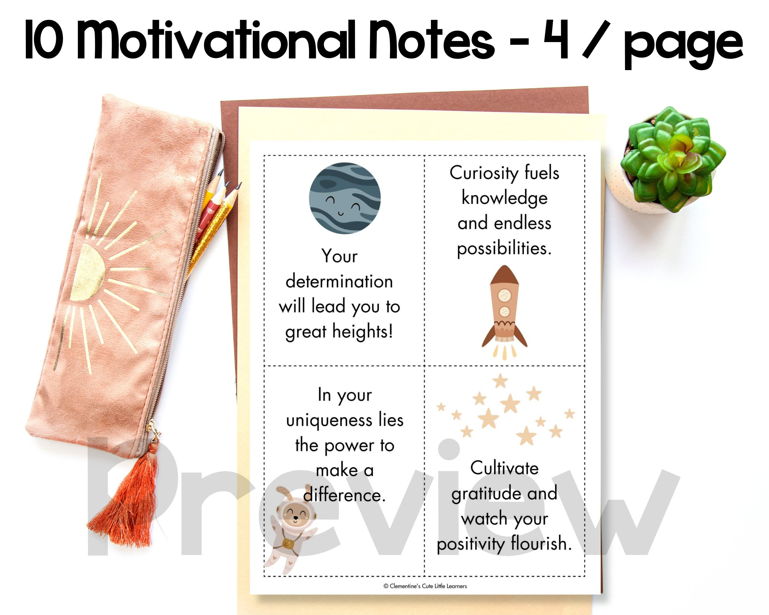 Boho-space Themed Growth Mindset Posters Motivational Notes, Bulletin ...
