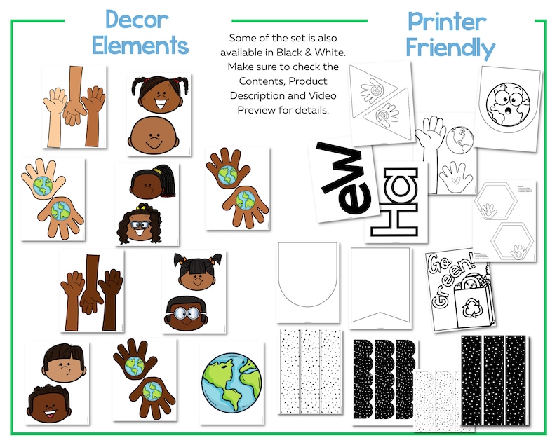 Earth Day Cute Kids Bulletin Board & Classroom Decor Editable Versions ...