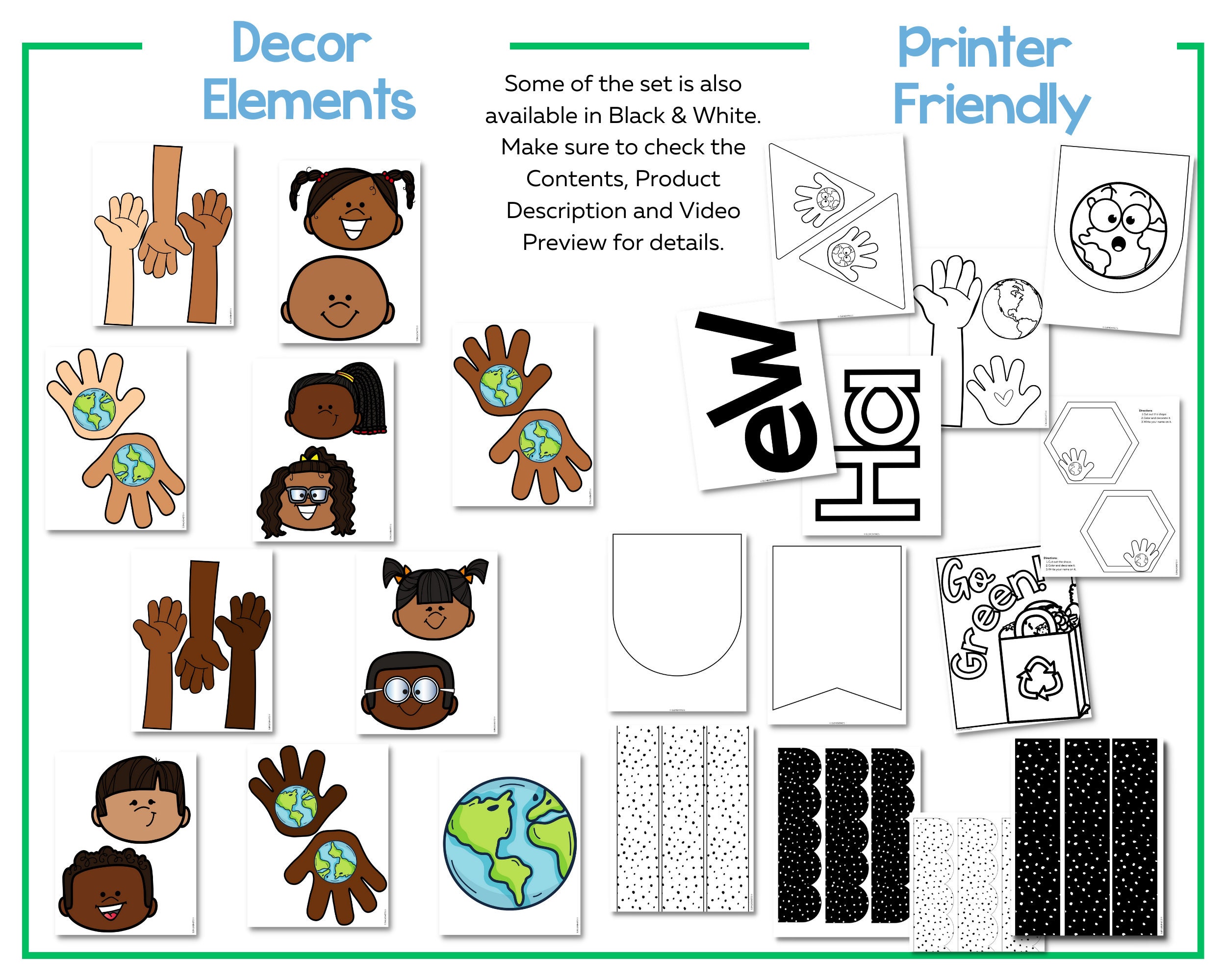 Earth Day Cute Kids Bulletin Board & Classroom Decor Editable Versions ...