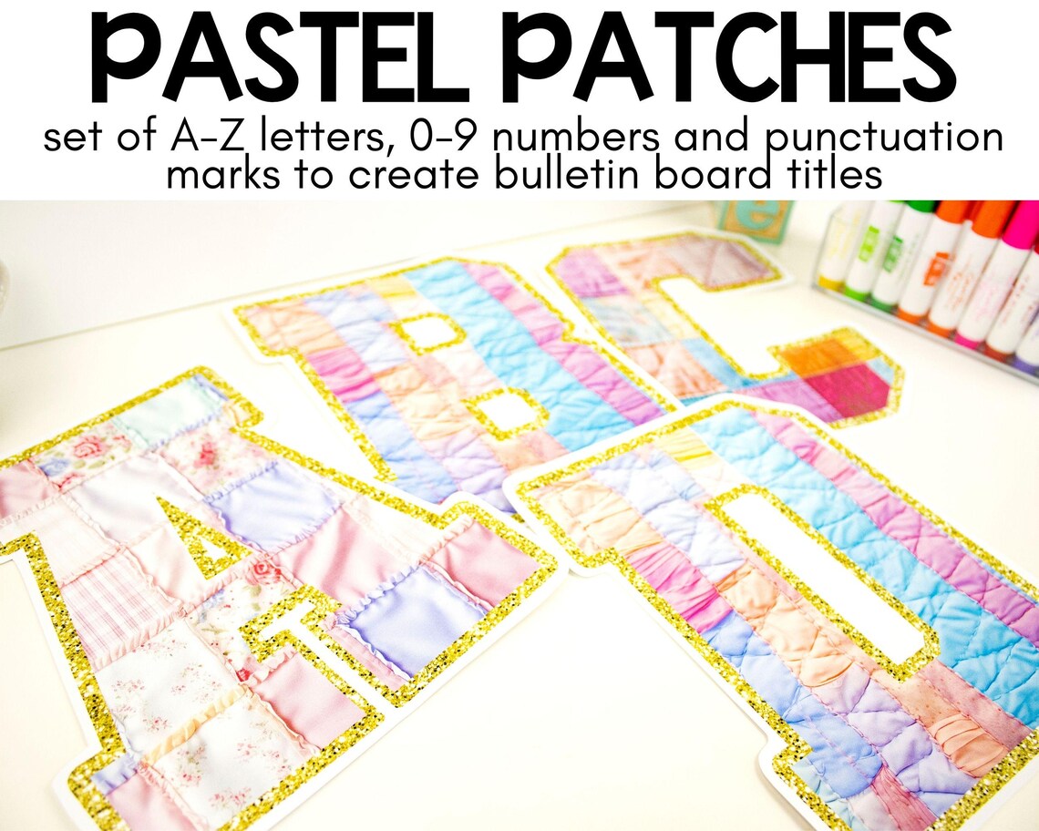 Printable Varsity Letters & Numbers in Pastel Patches for Bulletin ...