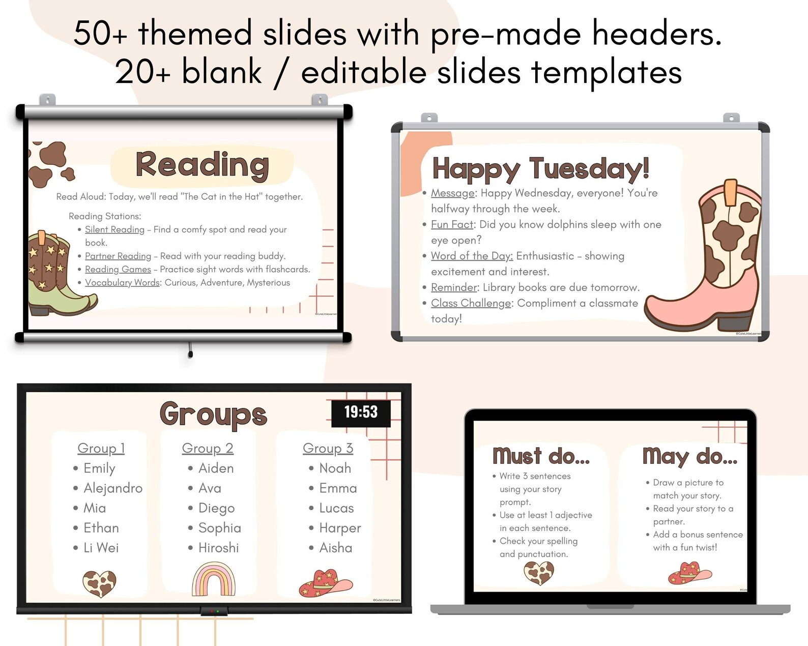Retro Western Classroom Slides With Timers: Editable Templates (canva ...