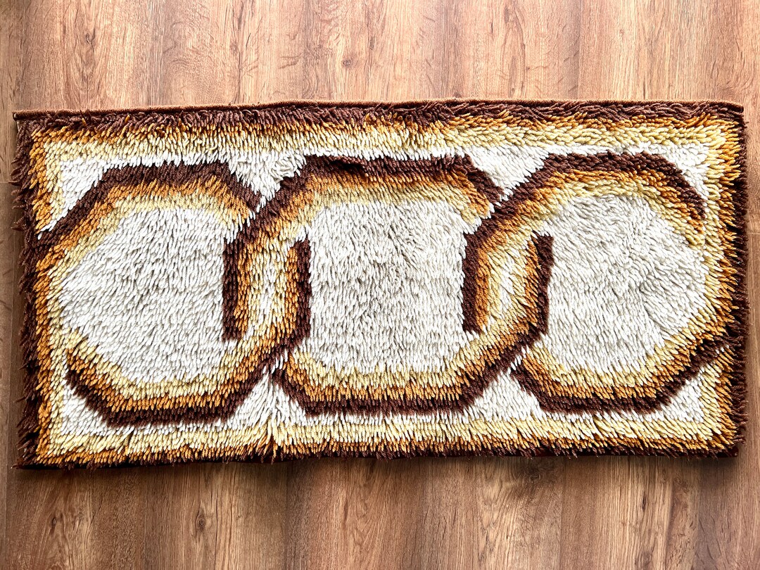 Rug From 70s Years, Carpet Cotton Made With Geometrical Theme.retro ...