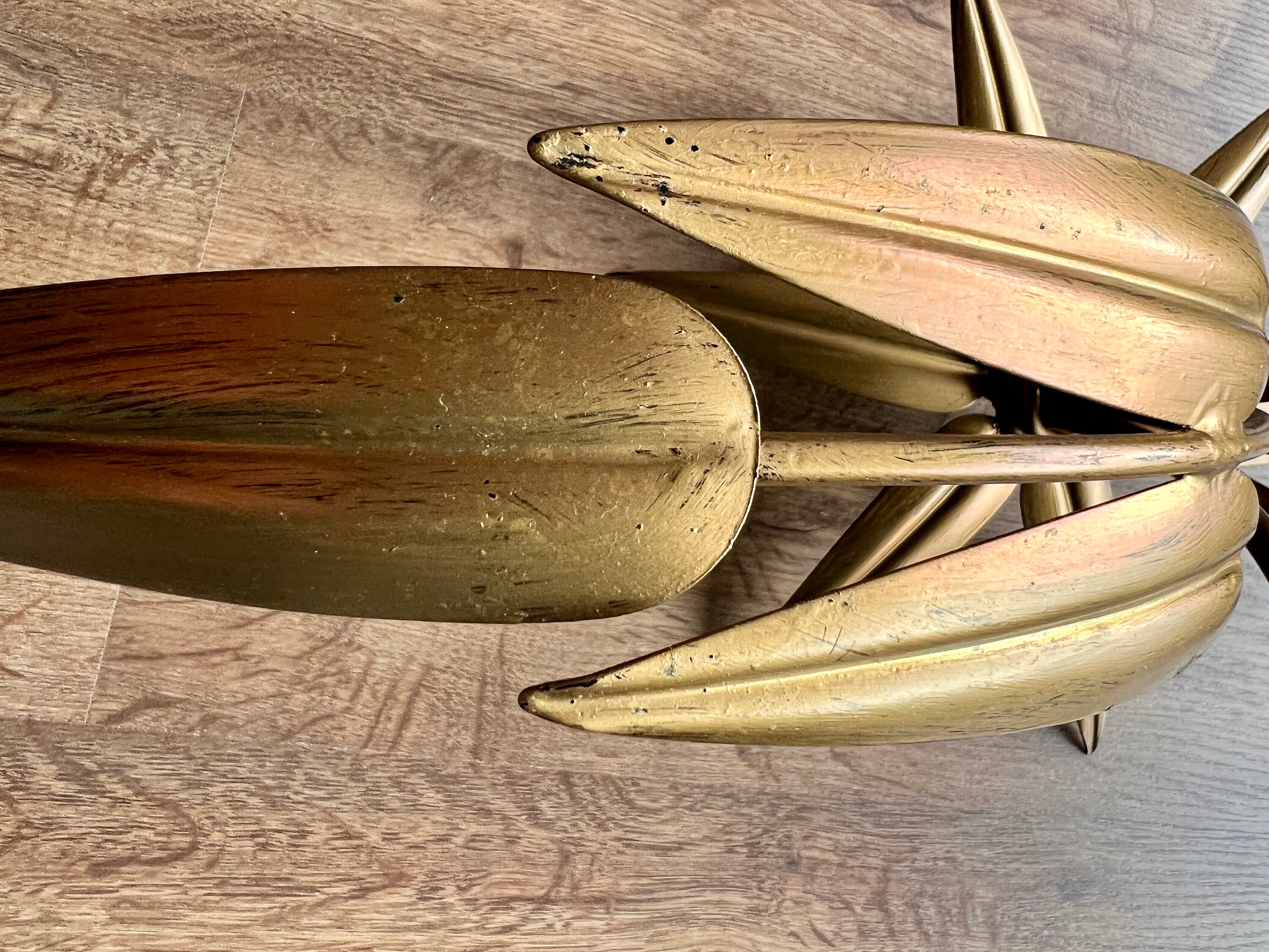 Vintage Ferro Art Style Leaf Design Pendant Ceiling Lamp - 1960s ...