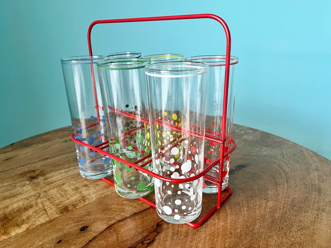 1970s Inspired Set of 6 Retro Soft Drink Glasses - Vintage Charm for ...