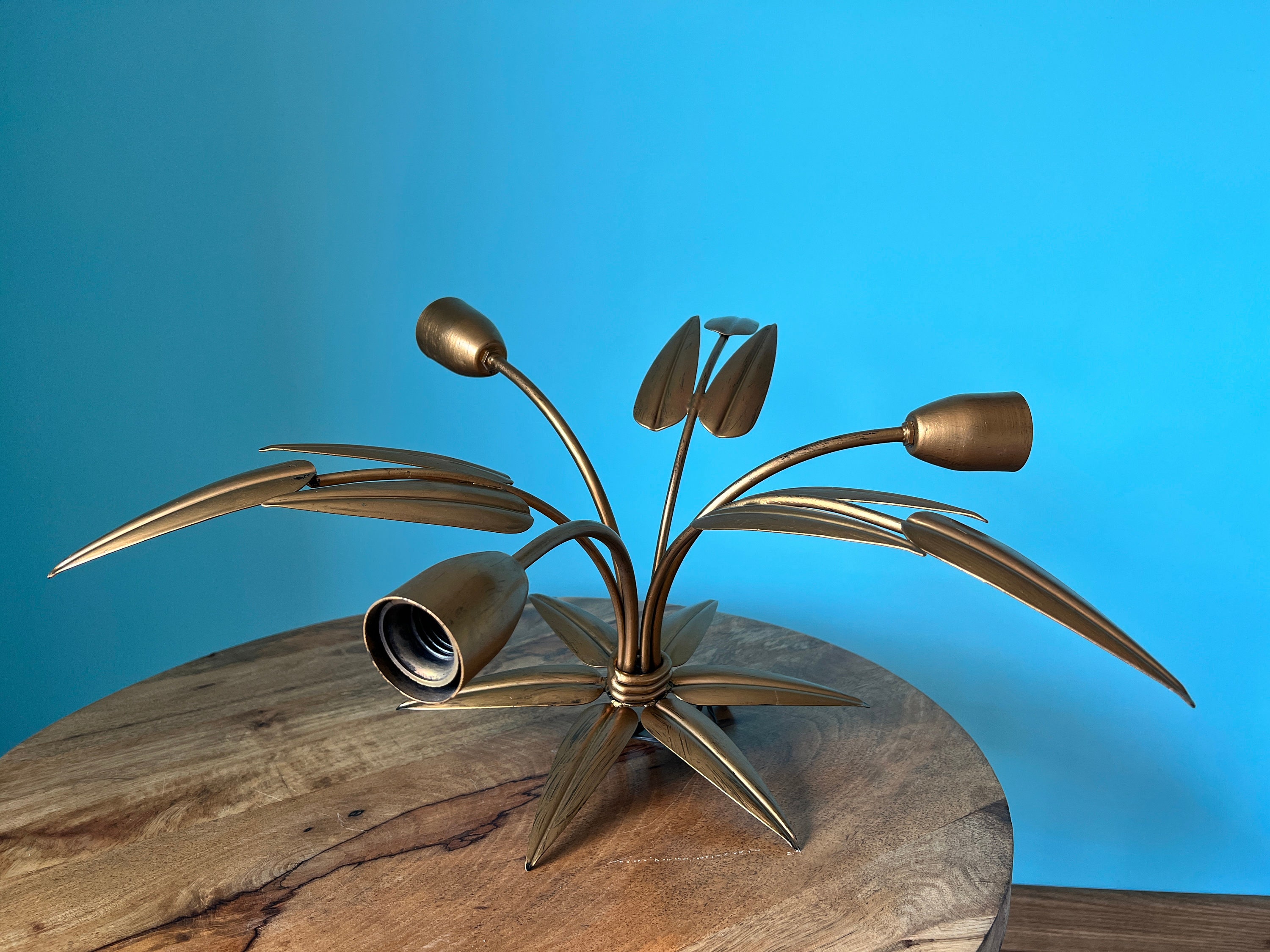 Vintage Ferro Art Style Leaf Design Pendant Ceiling Lamp - 1960s ...