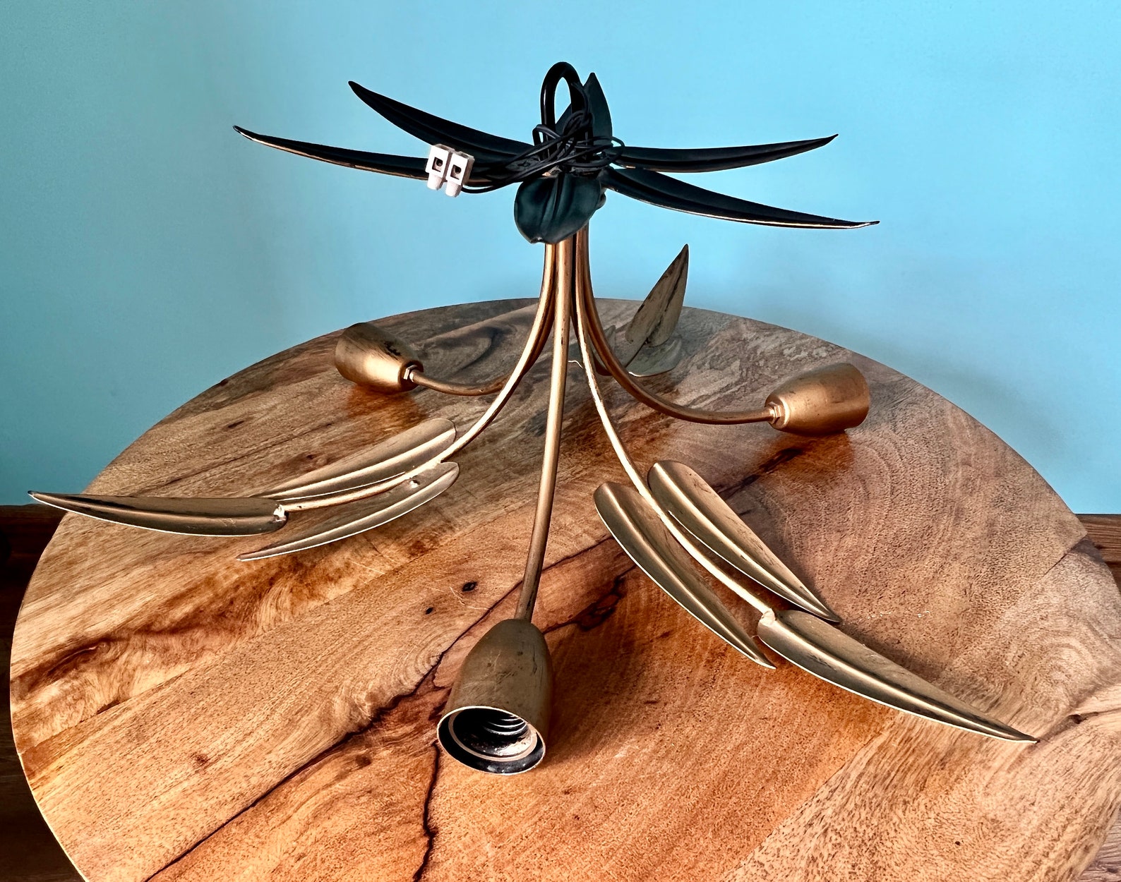 Vintage Ferro Art Style Leaf Design Pendant Ceiling Lamp - 1960s ...