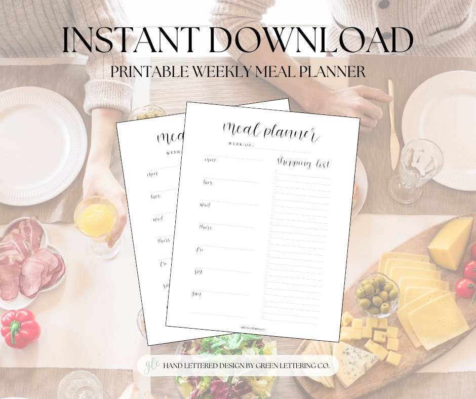 Printable Weekly Meal Planner Family Menu Plan Meal Prep - Etsy