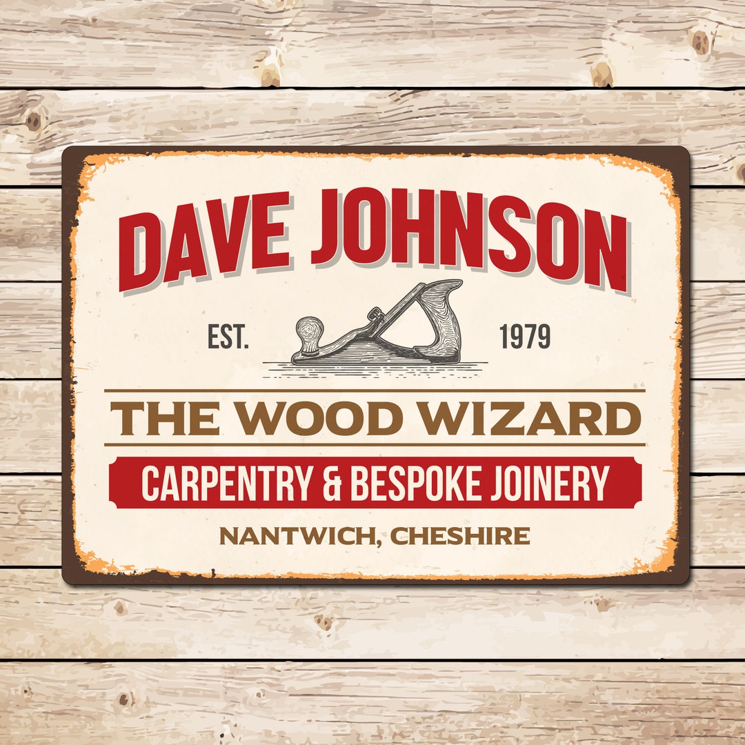 Personalised Wood Wizard Carpentry Sign - Joiner Woodwork Gift ...