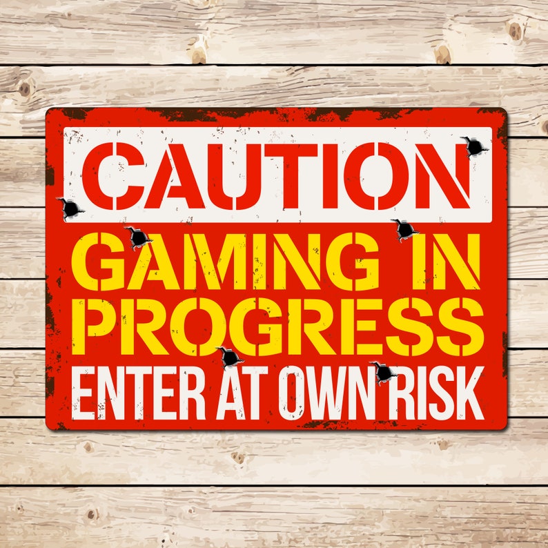 Caution Gaming in Progress Enter at Own Risk Metal Door Sign - Etsy