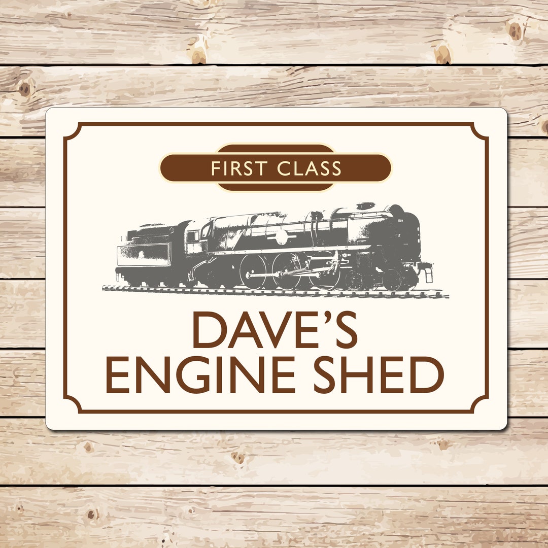 Personalised Engine Shed Railway Sign - Model Railway Steam Train Gift ...