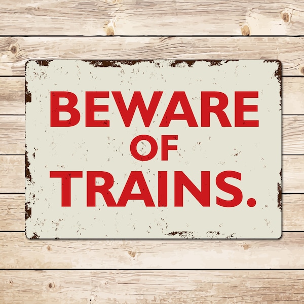 Vintage Metal Beware of Train Sign - Etsy