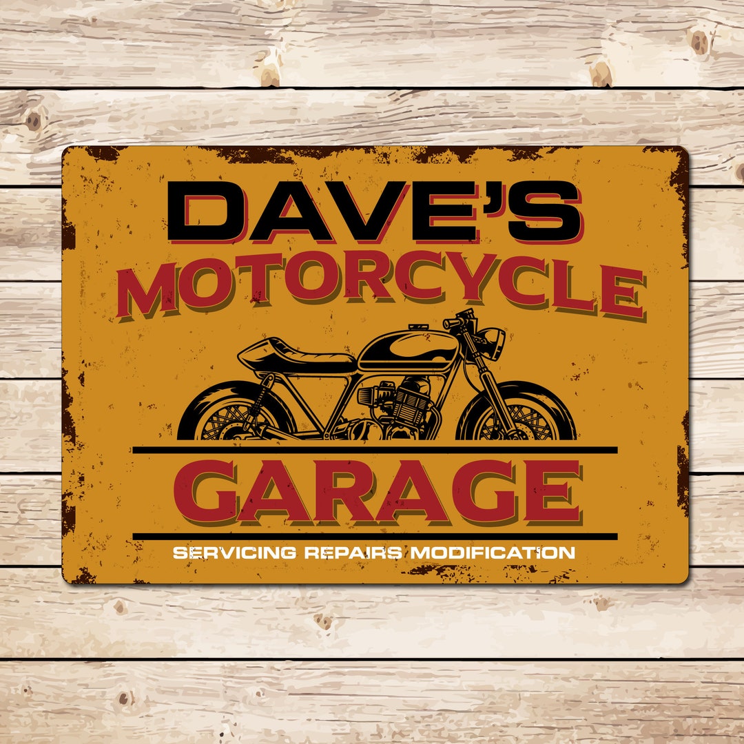 Personalised Motorcycle Garage Sign: Biker Birthday Fathers Day ...