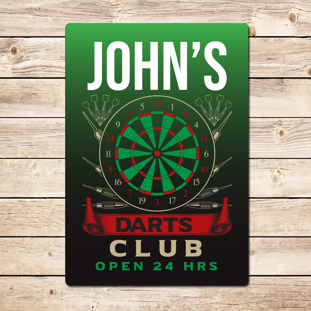Personalised Darts Club Metal Sign: Mancave Decor Birthday Fathers Day ...