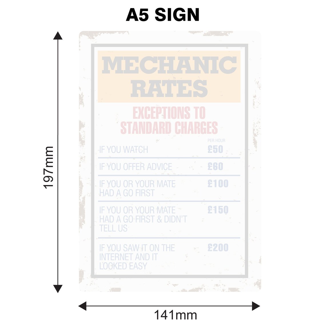 Mechanic Rates Funny Garage Sign Garage Decor Classic Car - Etsy
