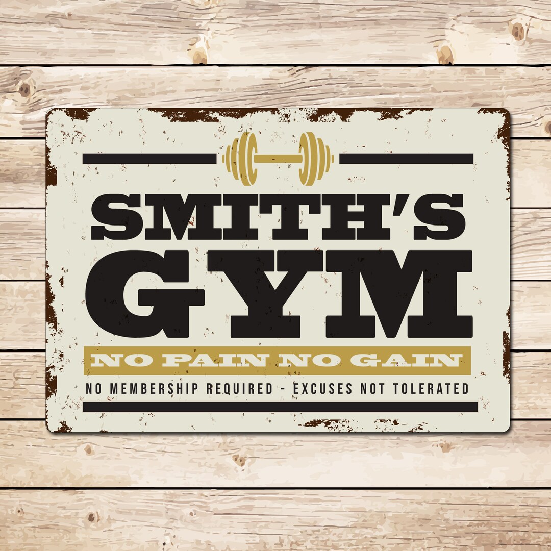 Personalised Funny Gym Sign - Custom Sign Your Name Mancave Fathers Day ...