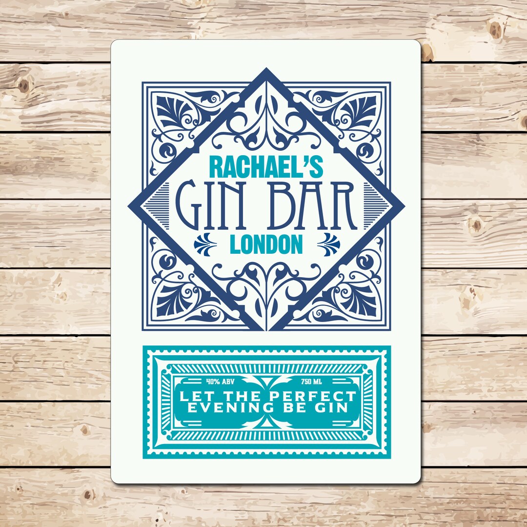 Metal Personalised Gin Bar Sign - Garden Pub Bar Home Bar Plaque, House ...