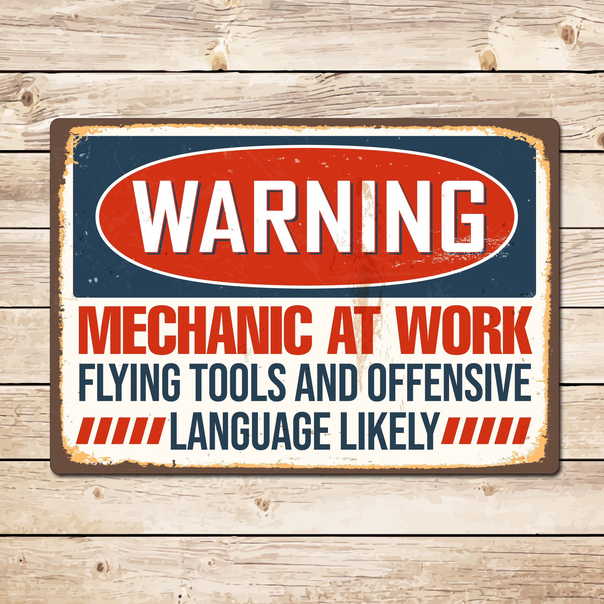 Warning Mechanic at Work Funny Garage Sign Garage Decor - Etsy UK