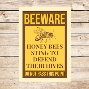 Beeware Honey Bee Caution Sign Metal Garden Sign Allotment Hive ...