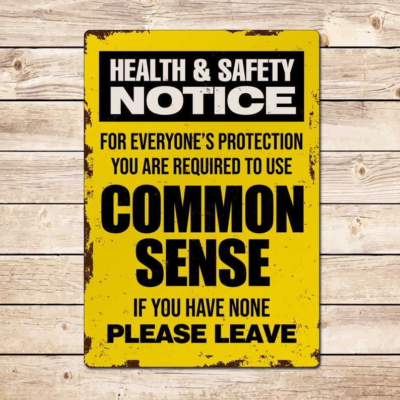 Funny "common Sense" Metal Sign: Home Bar, Man Cave Decor Birthday ...