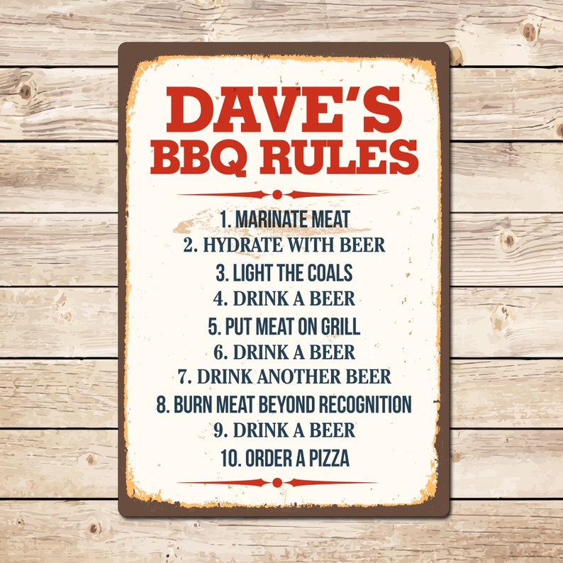 Funny Personalised BBQ Rules Sign Custom Barbeque Grill - Etsy