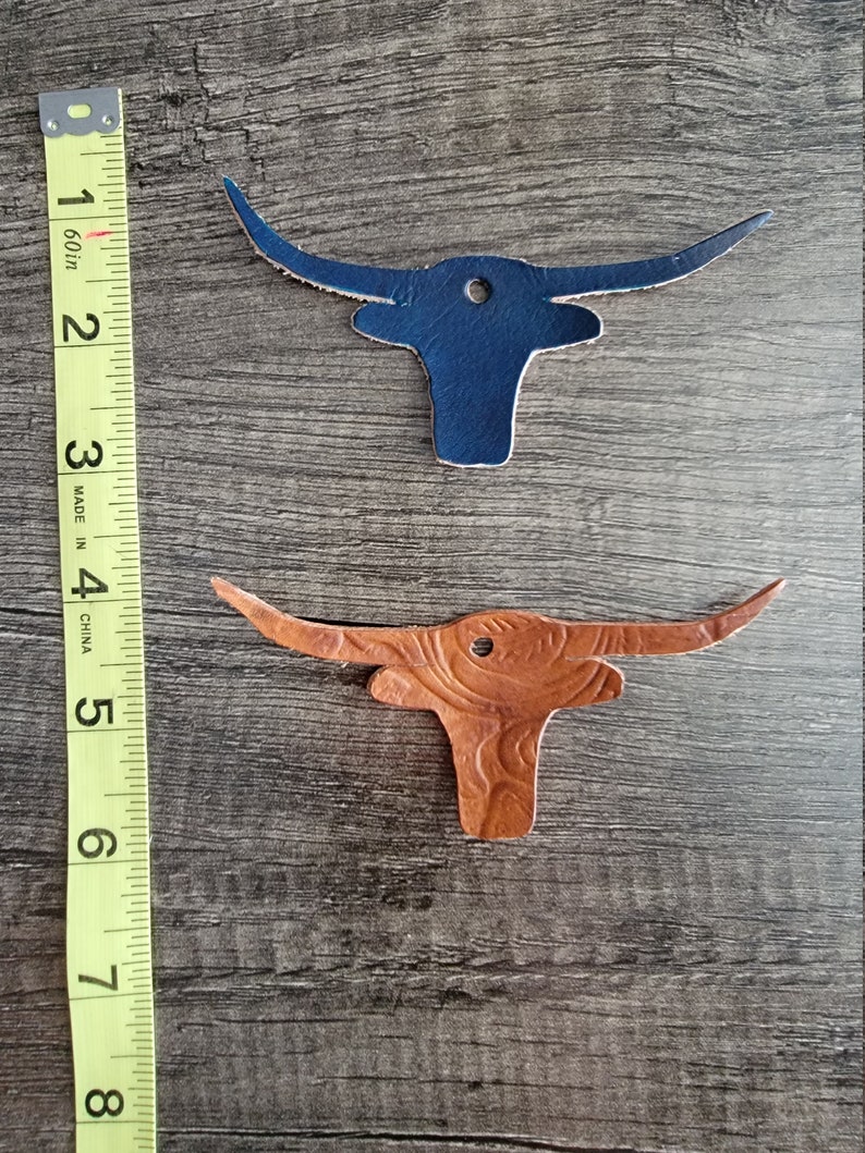 Leather Longhorn (steer) Key Chains Key Fob or Rear View Mirror Hanger ...