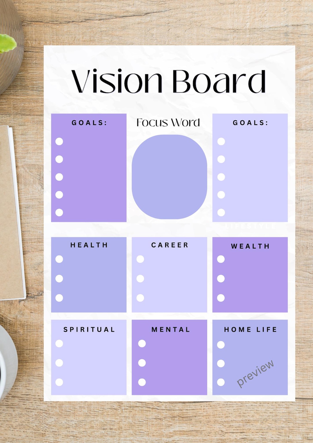 Vision Board Printable | Goal Setting Template (digital Download) - Etsy