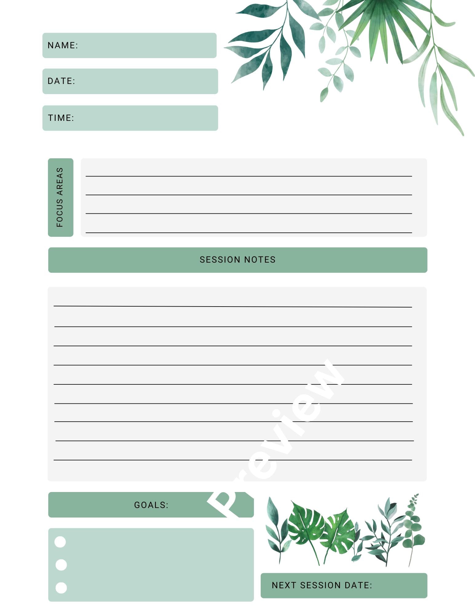 Therapy Session Notes Template - Etsy