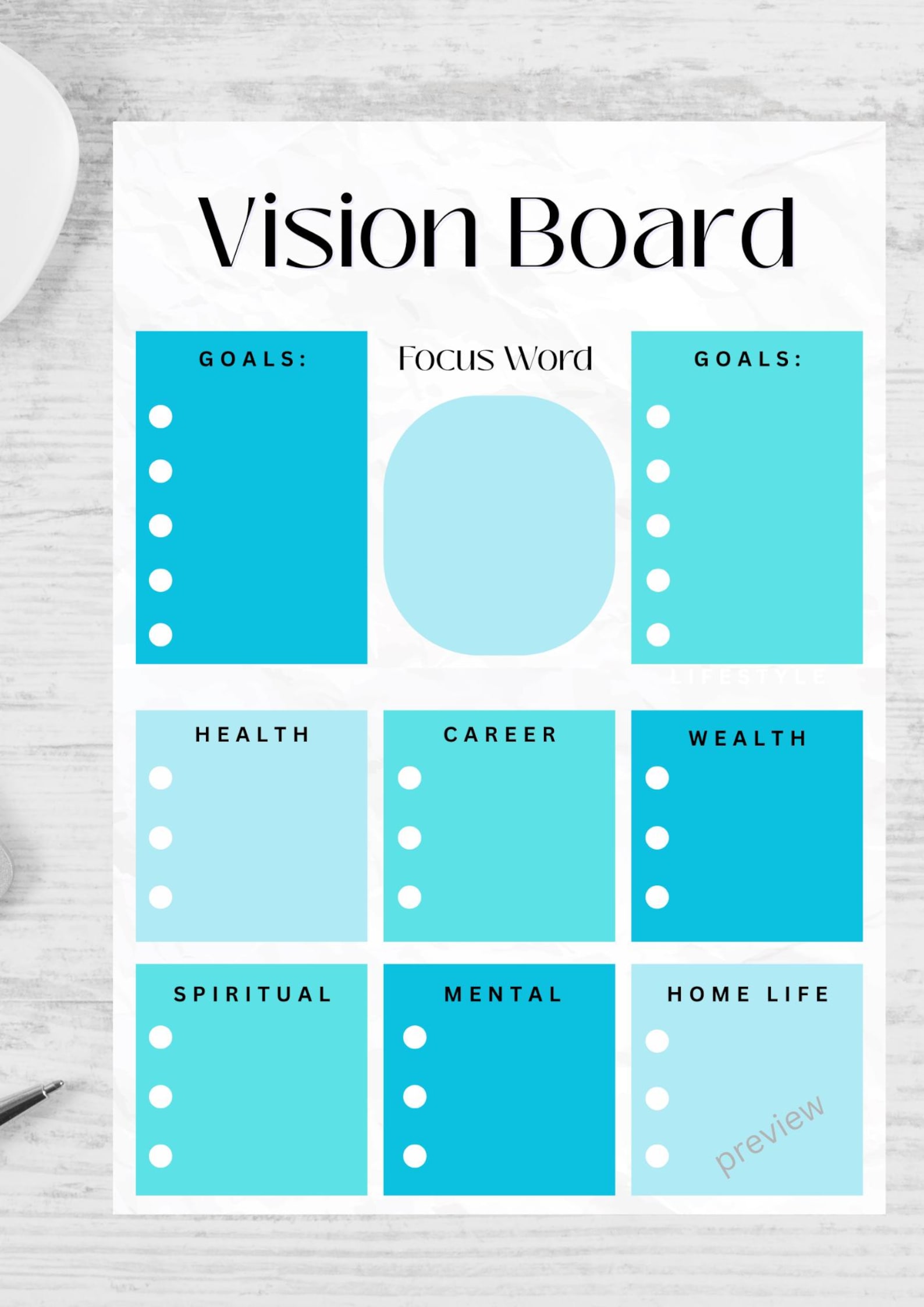 2026 Vision Board Template: Goal Setting, Counseling Resource (PDF ...