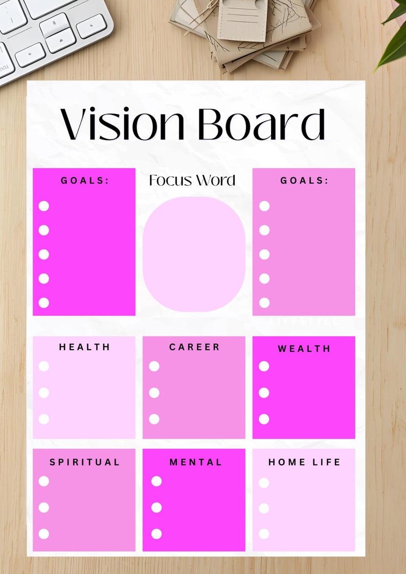 Vision Board Printable | Goal Setting Template (digital Download) - Etsy