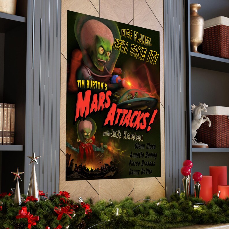 Mars Attacks! Vintage Sci Fi Movie Poster. PHYSICAL PRINT. Spooky Wall ...
