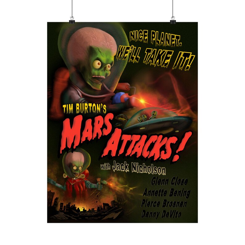 Mars Attacks! Vintage Sci Fi Movie Poster. PHYSICAL PRINT. Spooky Wall ...