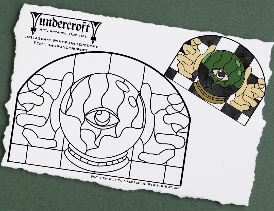 Crystal Ball Stained Glass Pattern. Tattoo Inspired. PDF FILE. Digital ...