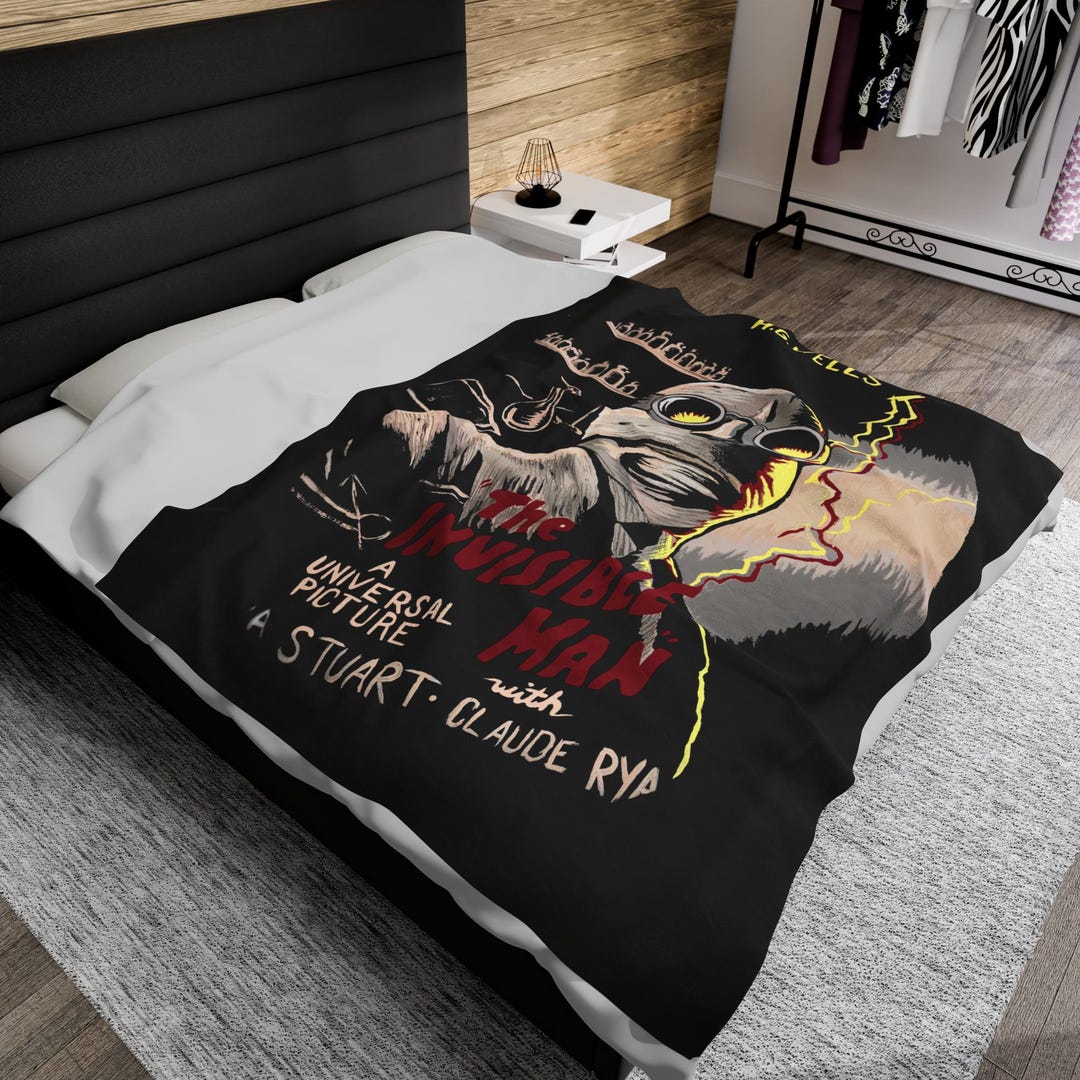 Invisible Man Blanket. Horror Film Home Decor. Vintage Movie Poster ...