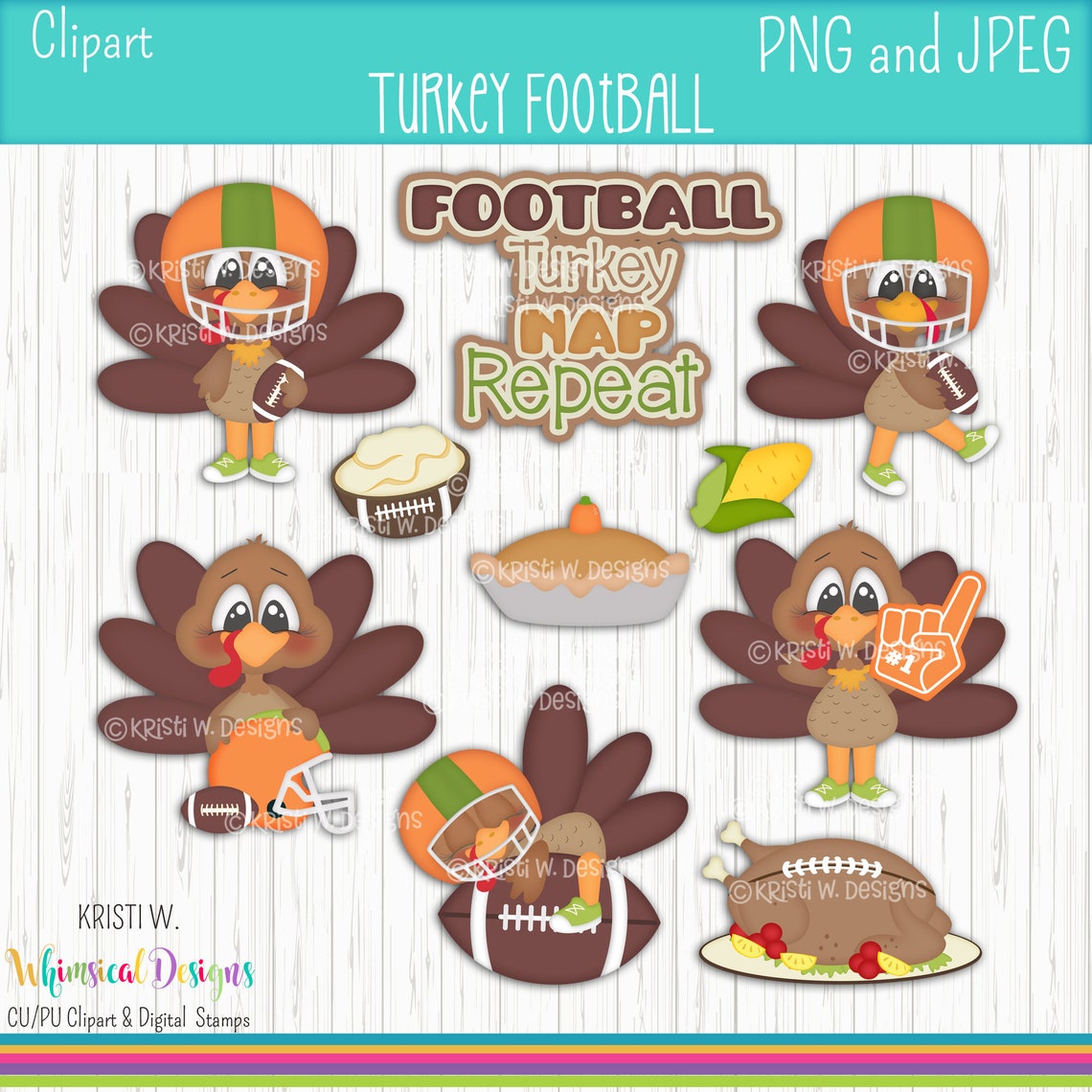 Turkey Football Clipart Clipart Commercial Use Clipart - Etsy Australia