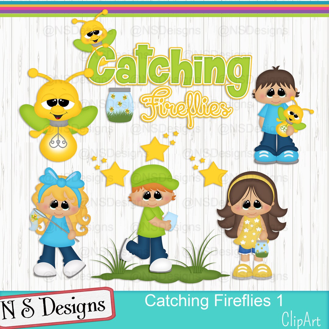 Catching Fireflies 1 Clipart - Etsy