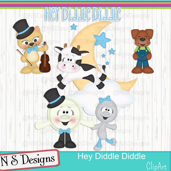 Hey Diddle Diddle Clipart commercial Use Clipart Digital - Etsy